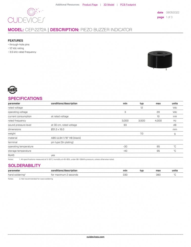 CEP-2272A datasheet page 1