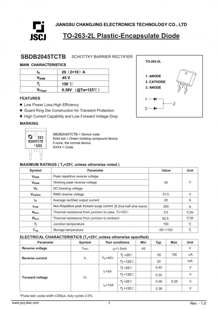 SBDB2045TCTB datasheet page 1