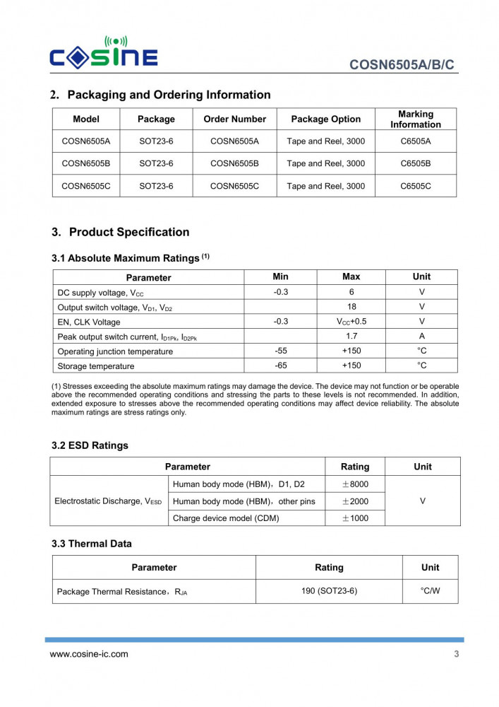 COSN6505C datasheet page 3