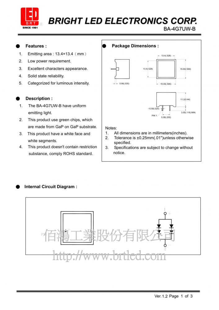 BA-4G7UW-B datasheet page 1