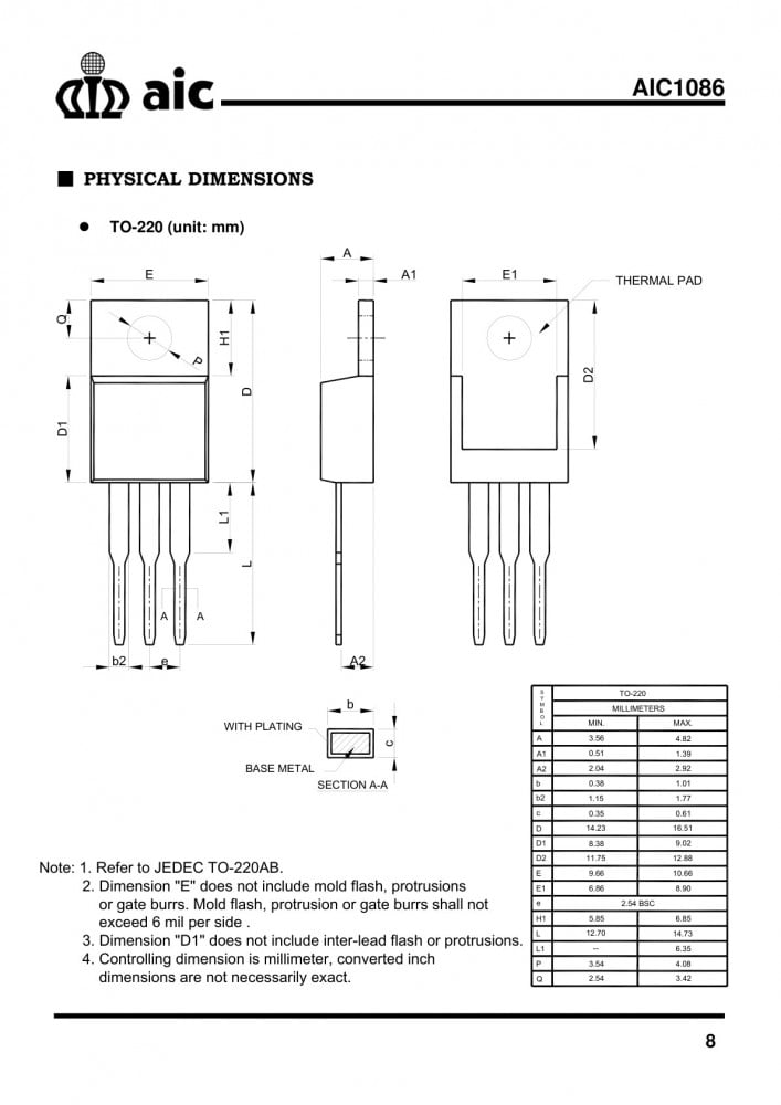 AIC1086 datasheet page 8