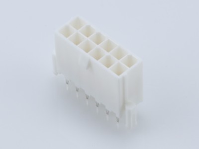 Mini-Fit Jr. Vertical Header, 4.20mm Pitch, Dual Row, 12 Circuits, with Snap-in Plastic Peg PCB Lock, Gold, Natural for sale