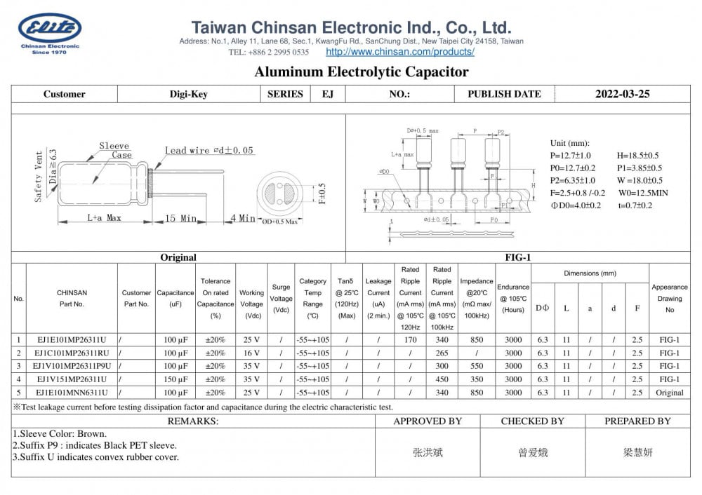 Chinsan EJ series datasheet page 3