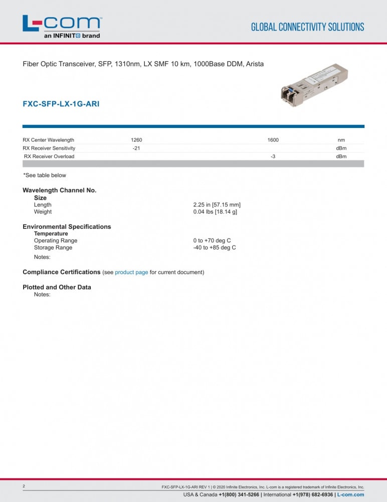 FXC-SFP-LX-1G-ARI document page 2