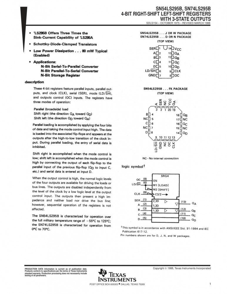 74LS295BN datasheet page 3