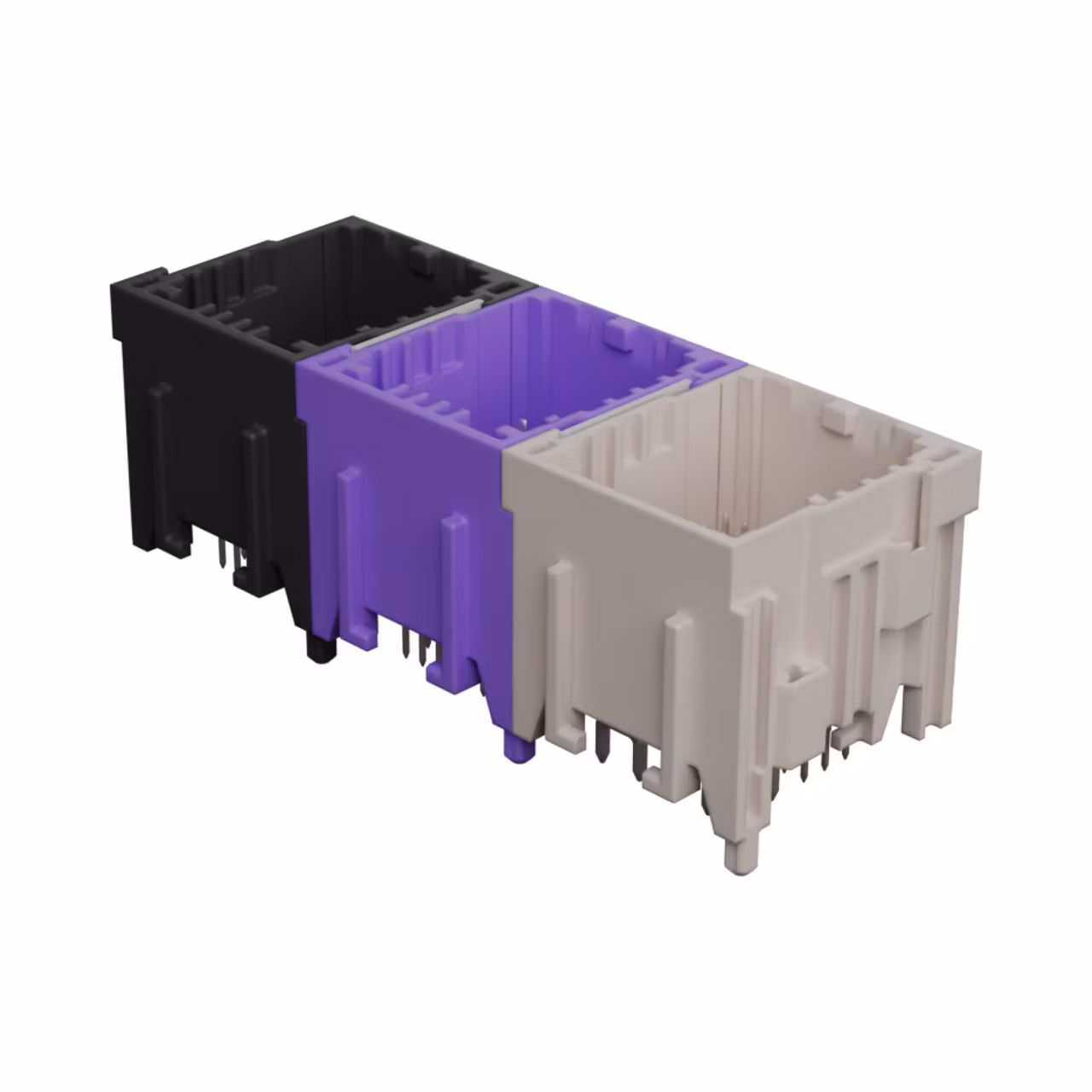 stAK50h 3 Bay Vertical Hybrid Header, 89 Circuits, Bay 1: 32 Circuits/Key 3/Dark Gray; Bay 2: 32 Circuits/Key 4/Purple; Bay 3: 25 Circuits/Key 2/Gray; Tray for sale