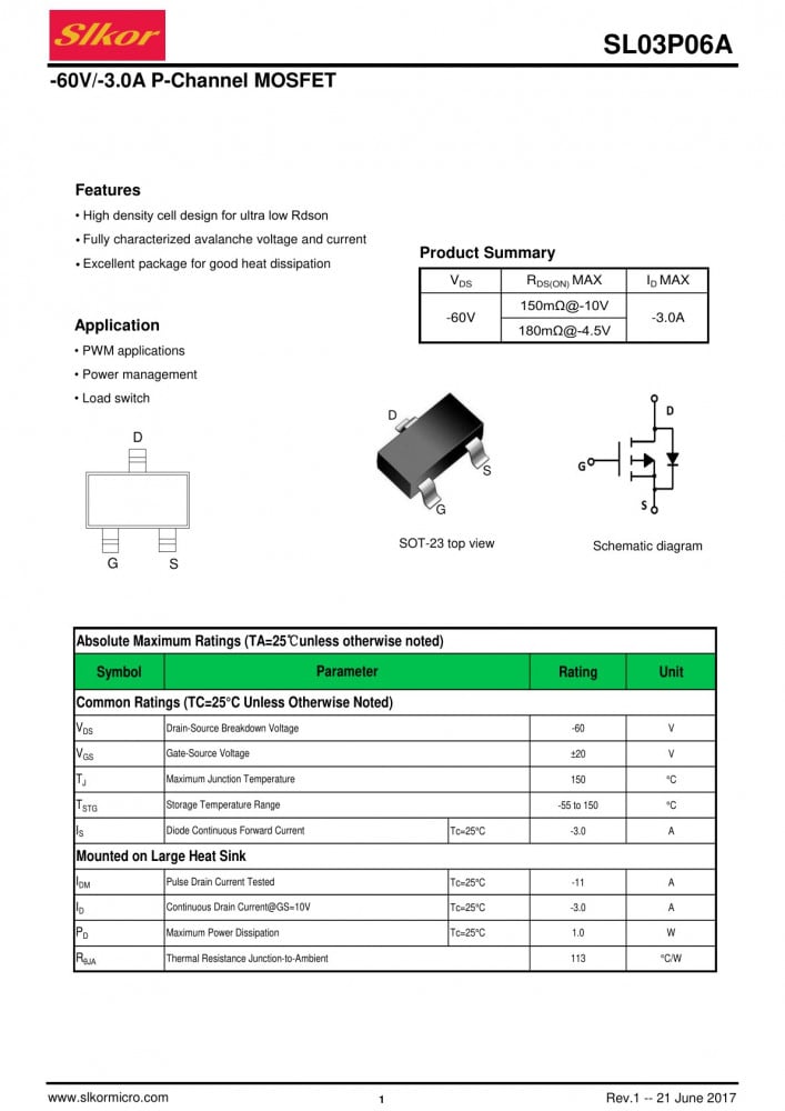 SL03P06A datasheet page 1