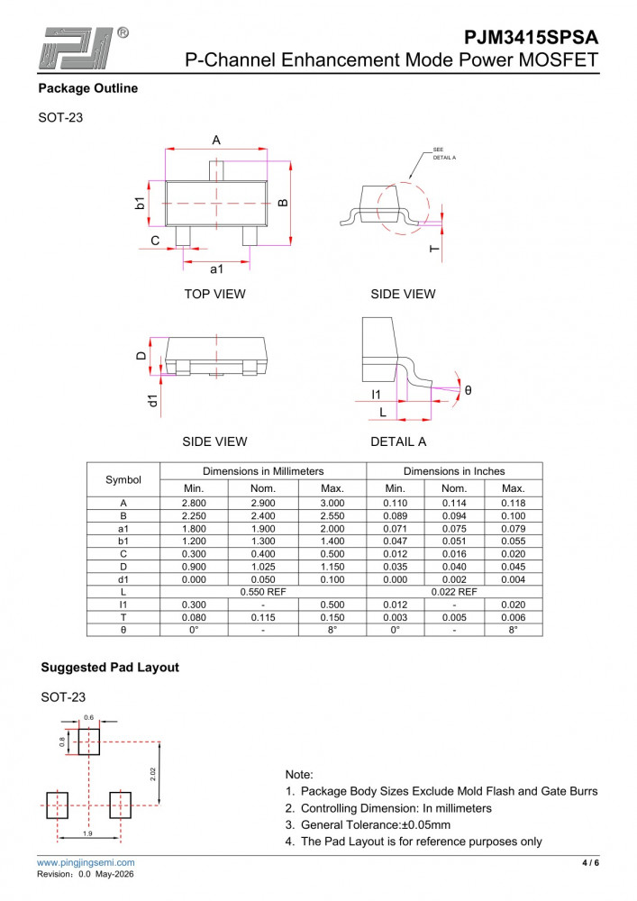PJM3415SPSA datasheet page 4