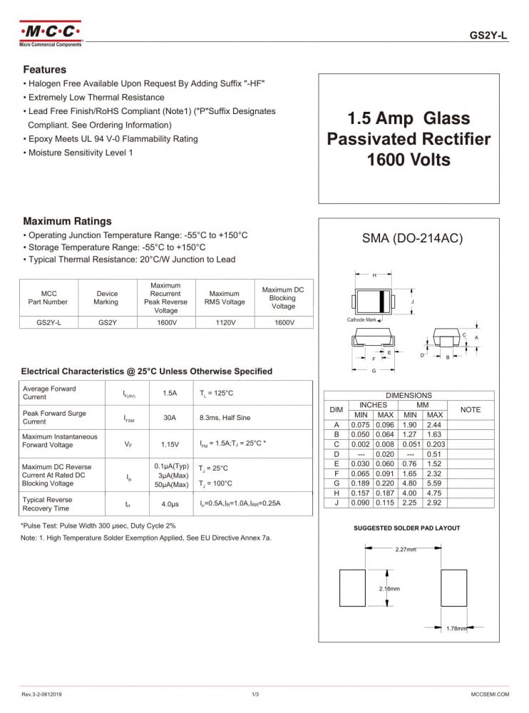 GS2Y-LTP datasheet page 1