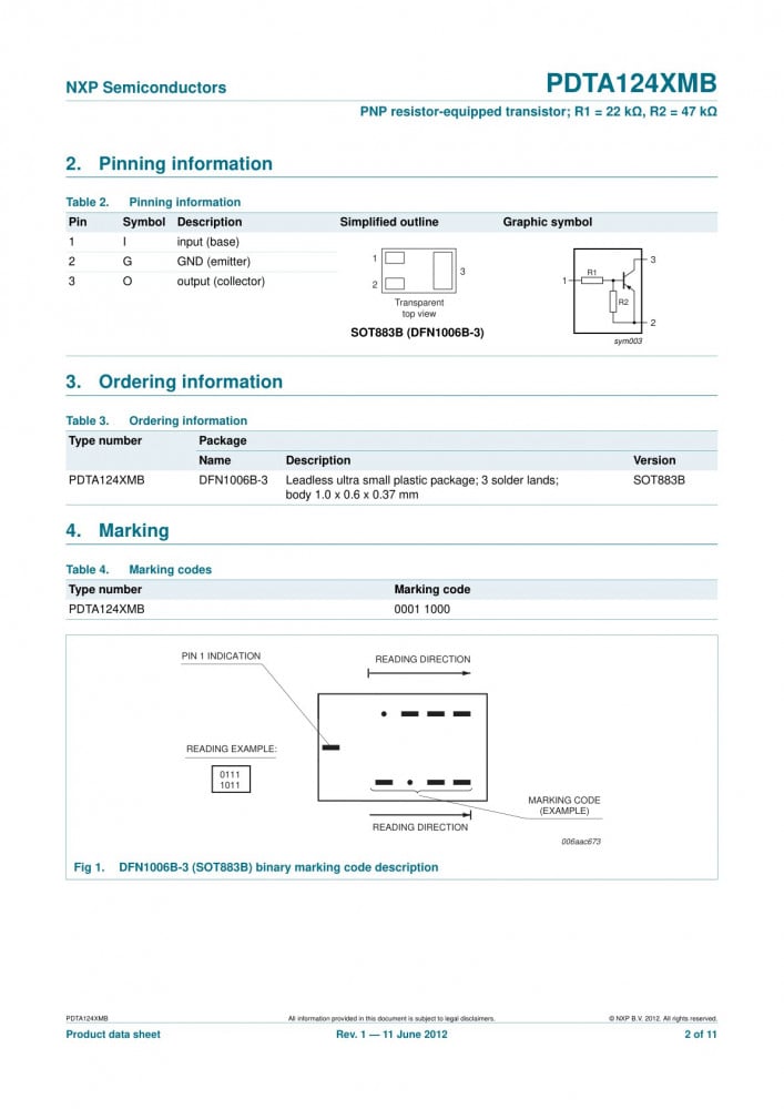 PDTA124XMB datasheet page 3