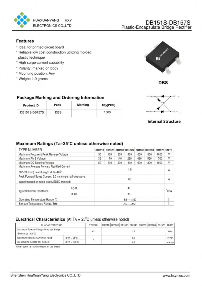 DB157S datasheet page 1