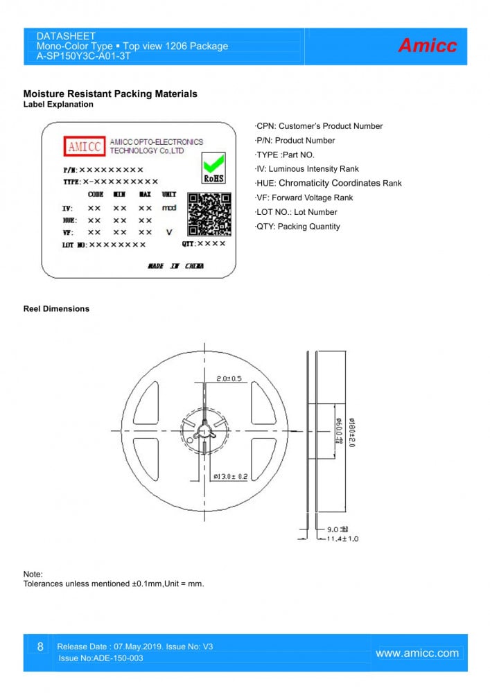A-SP150Y3C-A01-3T datasheet page 8