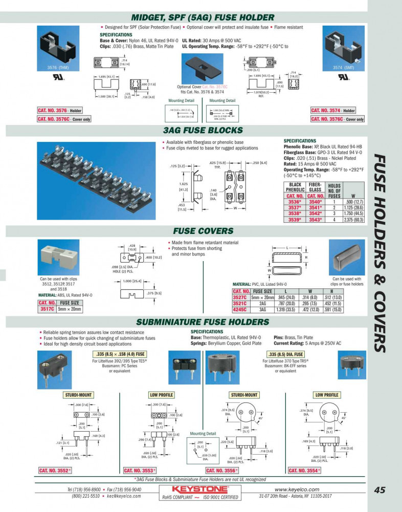 LEA NETWORKS product catalog page showing fuse accessories including model 3527C