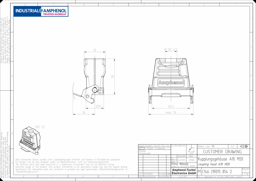 Amphenol C146 21R015 854 2 product drawing
