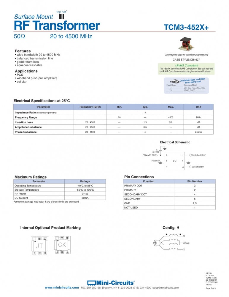 TCM3-452X+ datasheet page 2