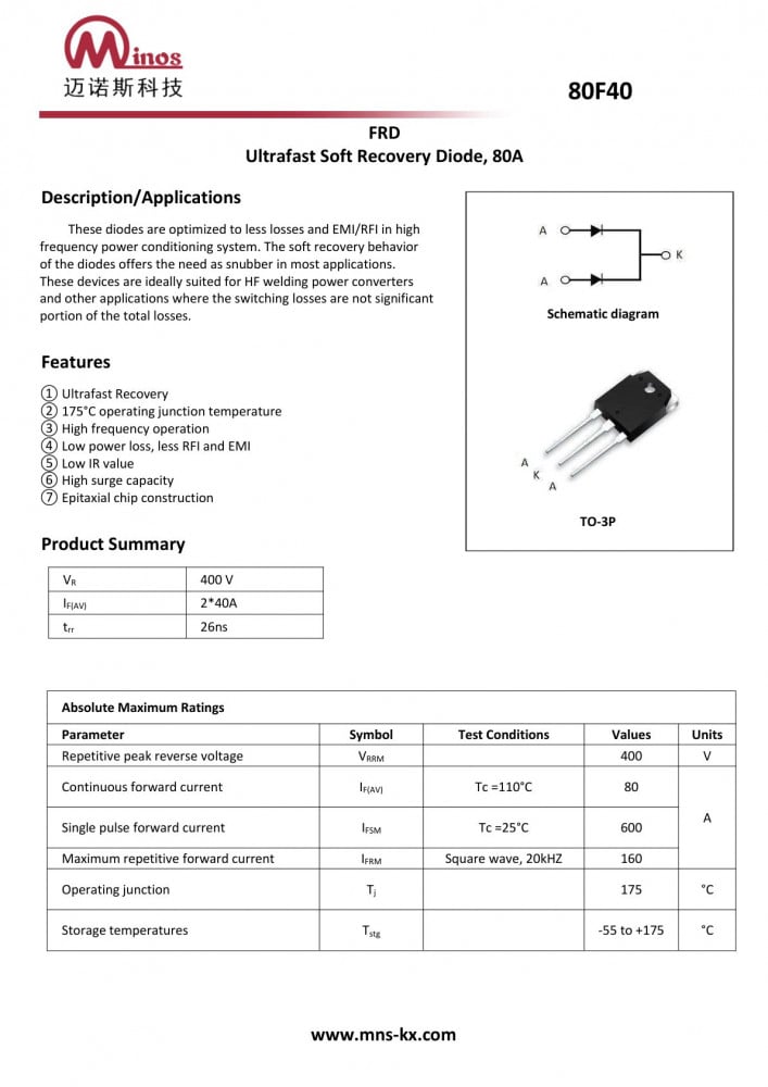 Minos 80F40 datasheet page 1