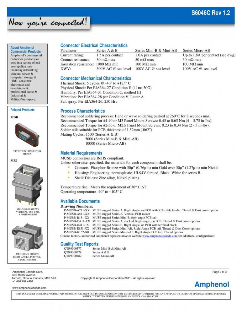 Amphenol MUSB documentation page 2