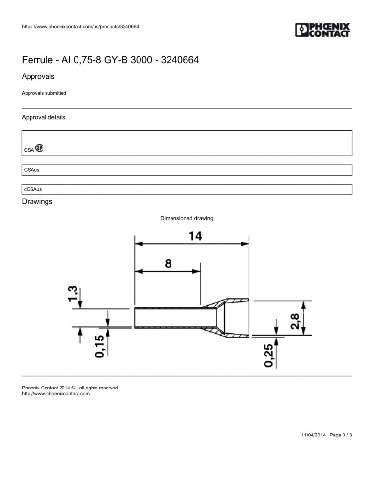 Phoenix Contact 3240664 dimensioned drawing