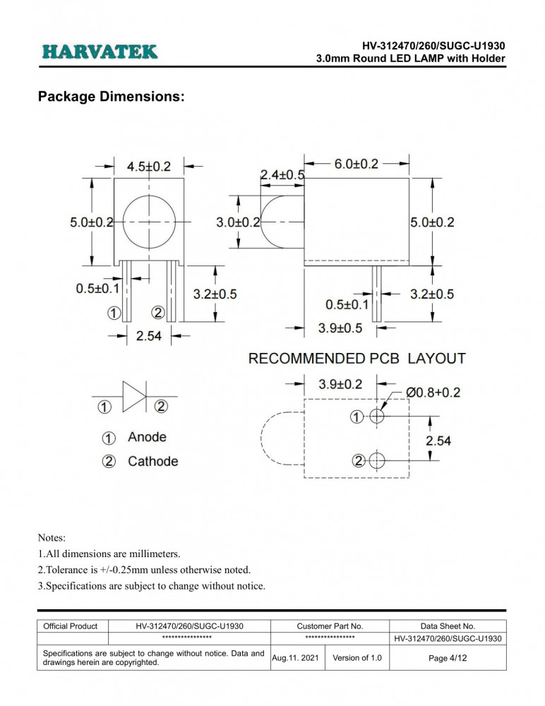 HV-312470/260/SUGC-U1930 datasheet page 4