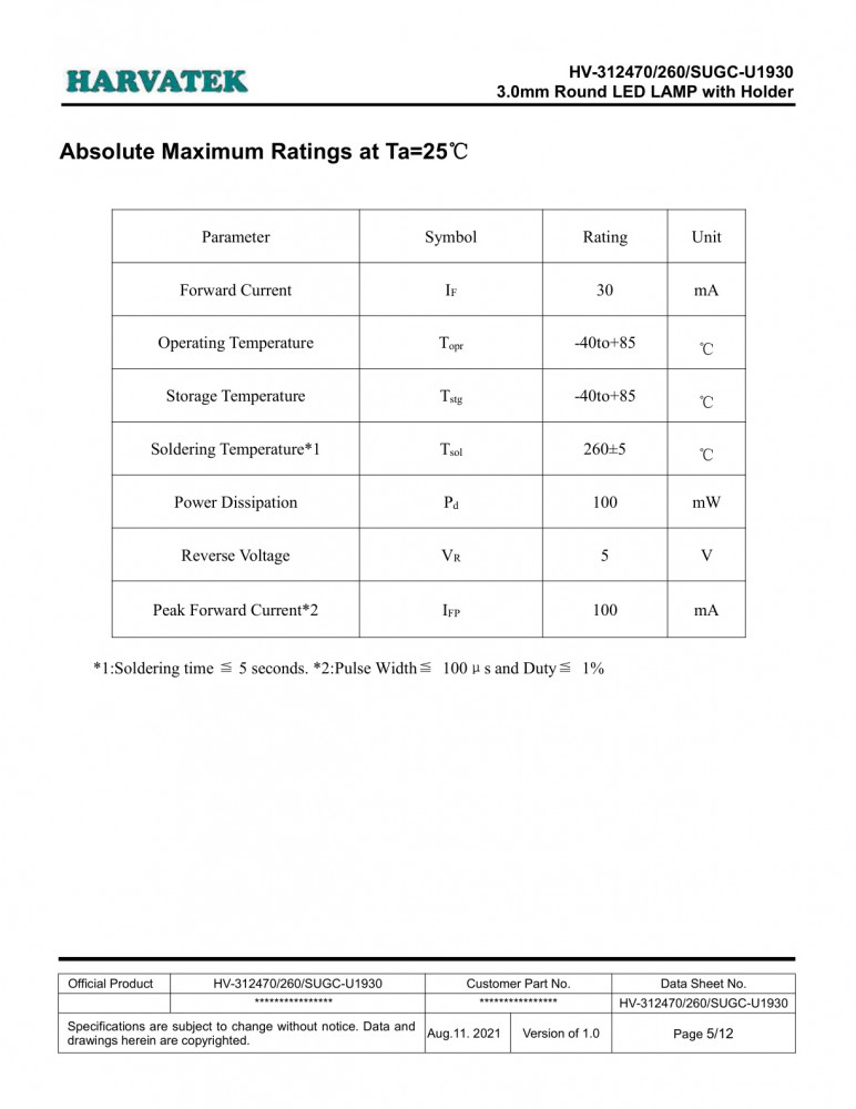 HV-312470/260/SUGC-U1930 datasheet page 5