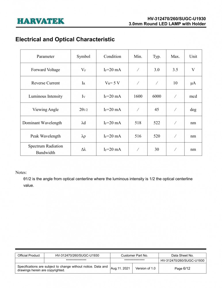 HV-312470/260/SUGC-U1930 datasheet page 6