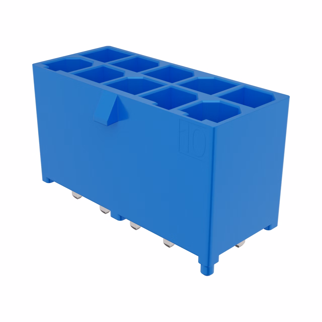 Mega-Fit Slim ColorLock Vertical Header without Crush Pegs, 5.70mm Pitch, Through Hole, Dual Row, 10 Circuits, Matte Tin (Sn) Plating, 2.93mm Tail Length, Glow-Wire Capable, Tray, Blue for sale