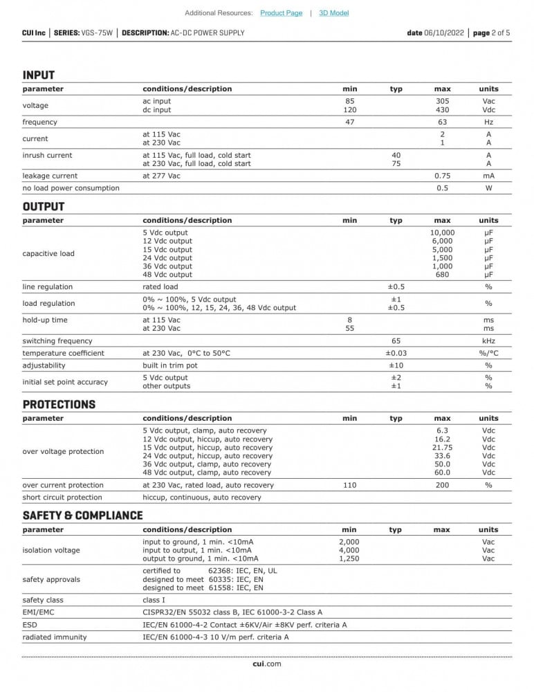 CUI VGS-75W-12 datasheet page 2