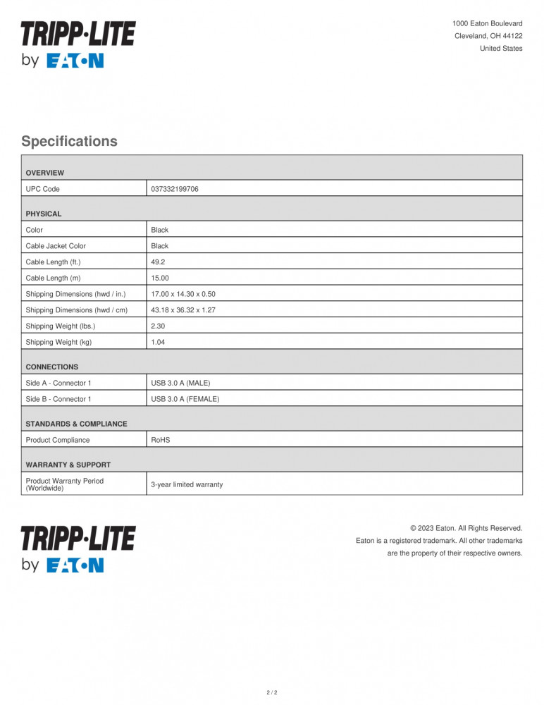 EATON U330-15M technical document page 2