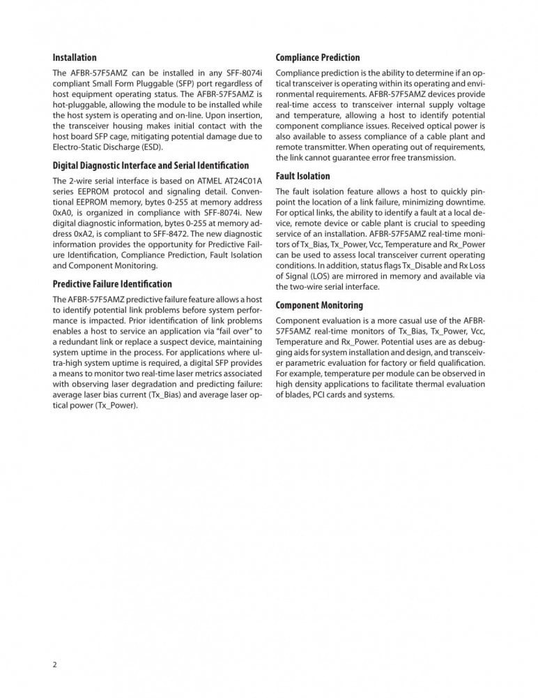 AFBR-57F5AMZ datasheet page 2