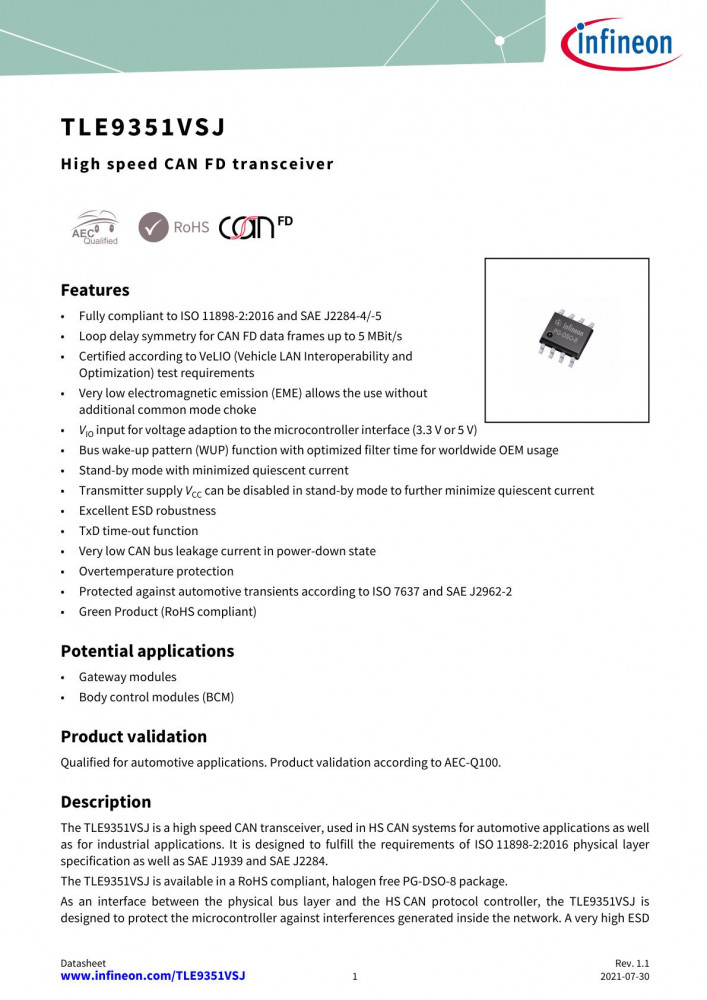 TLE9351VSJ document page 1