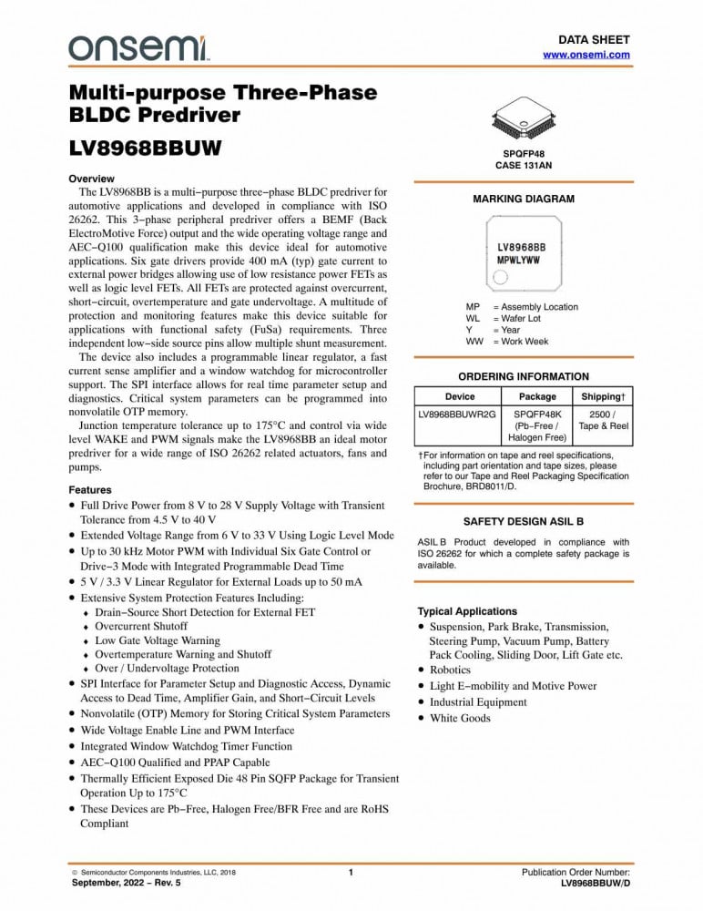 LV8968BB technical document page 1