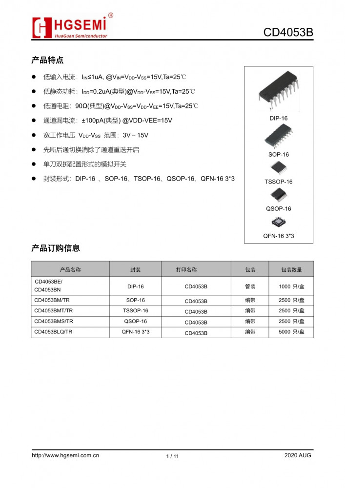 CD4053BMT/TR datasheet page 1