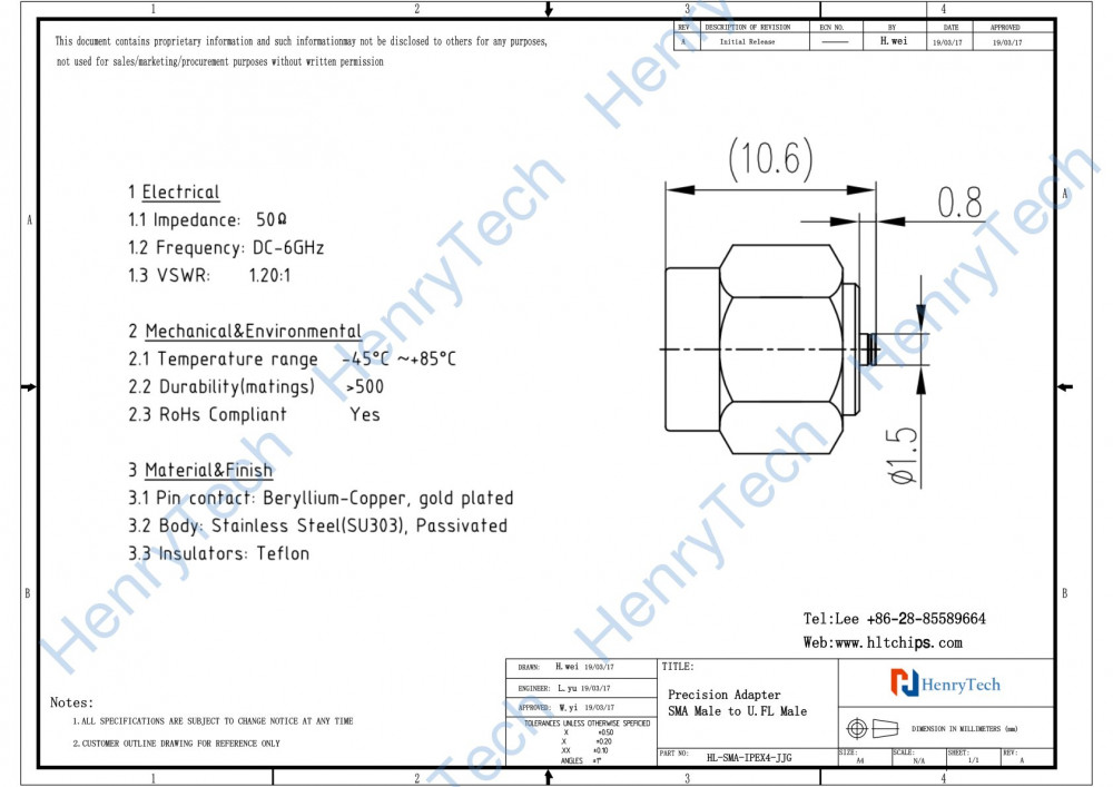 HL-SMA/IPEX4-JJG technical document