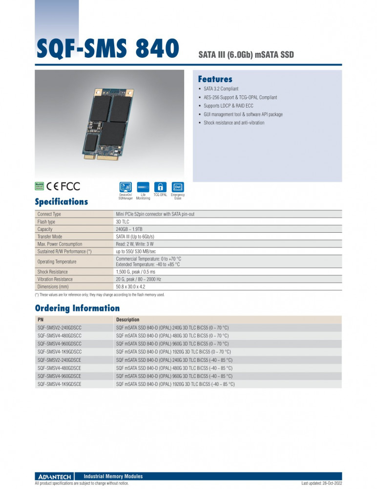 SQF-SMS 840 product documentation page