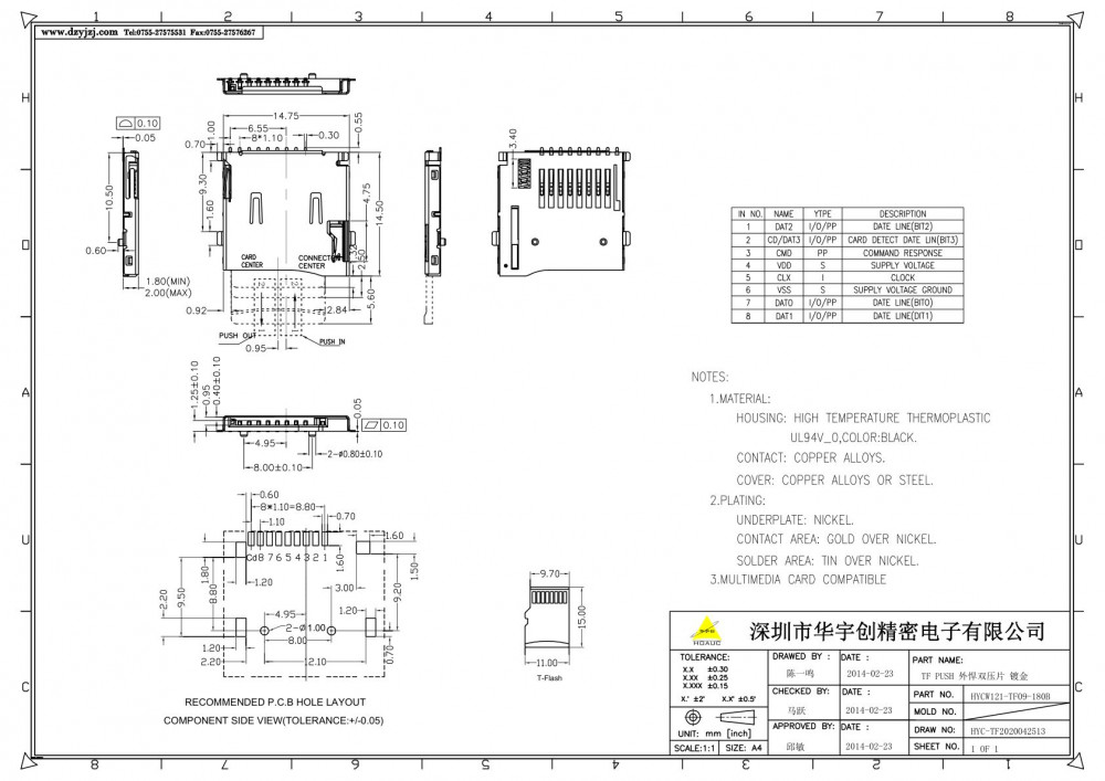 HOAUC HYCW121-TF09-180B technical drawing