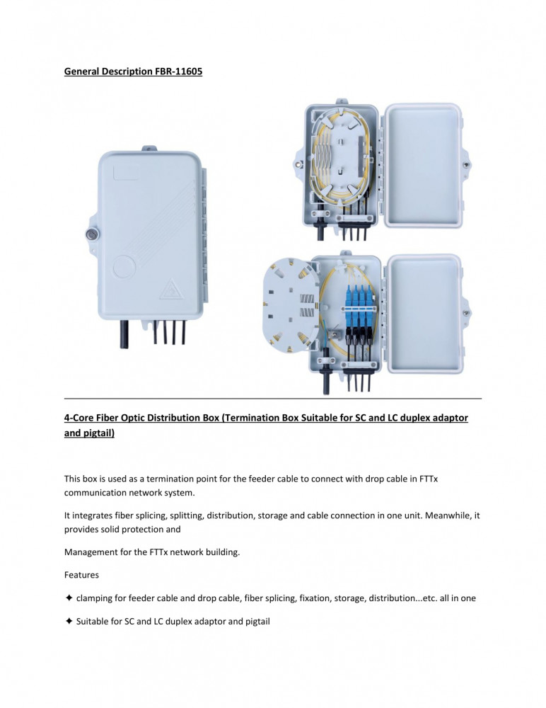 FBR-11605 product documentation page 1
