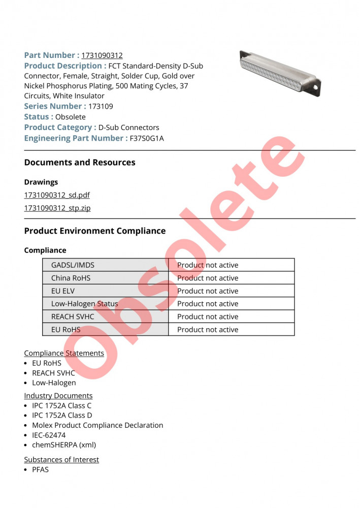 MOLEX 1731090312 product drawing, page 1