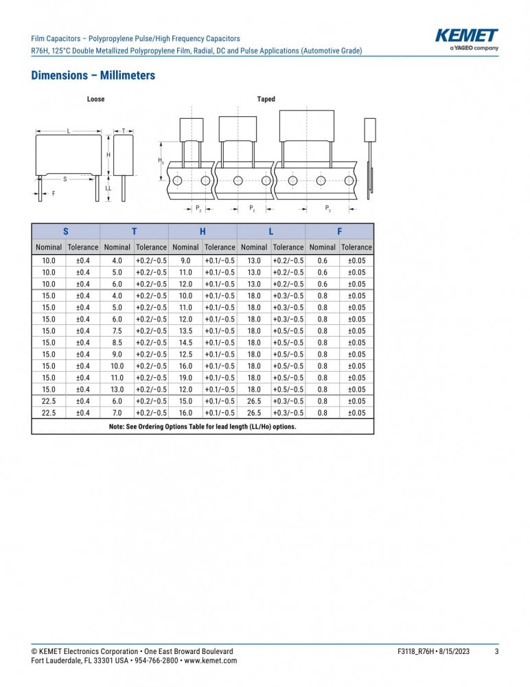 KEMET R76H datasheet page 3