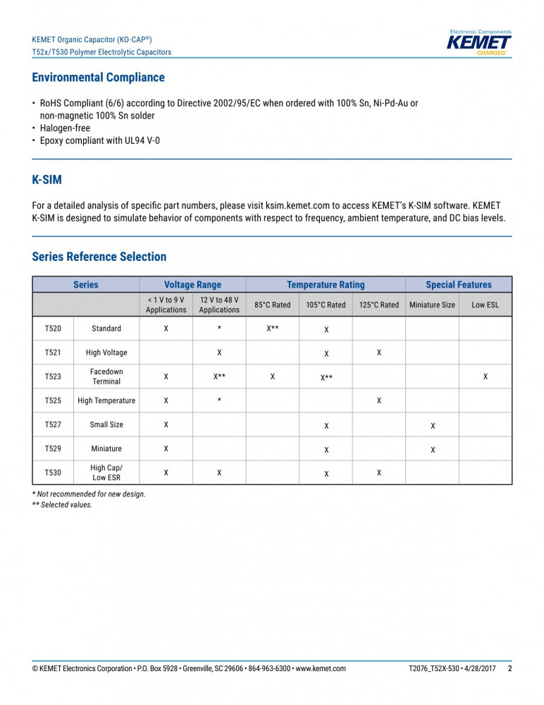 KEMET T520 datasheet page 2