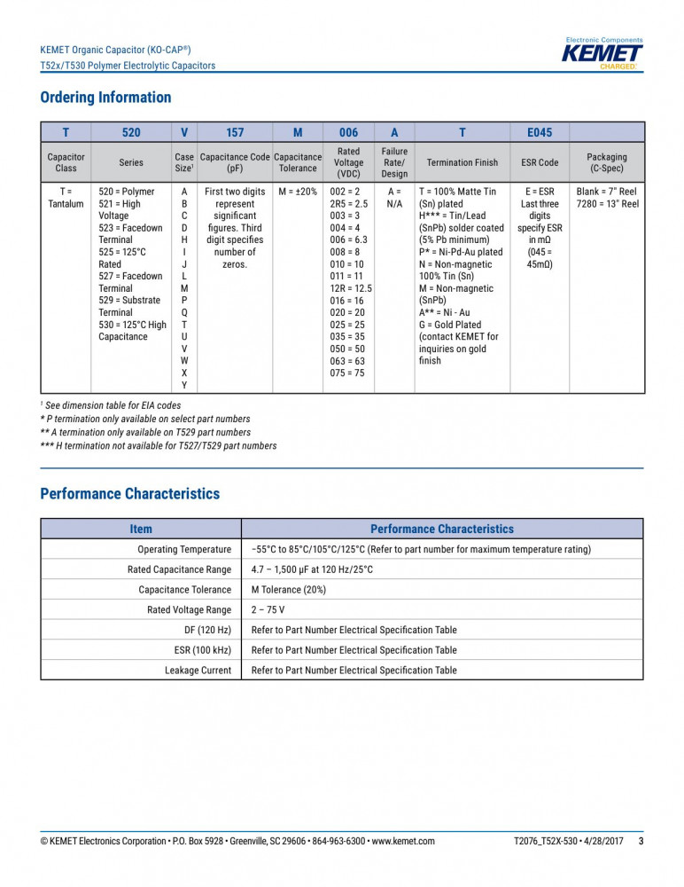 KEMET T520 datasheet page 3