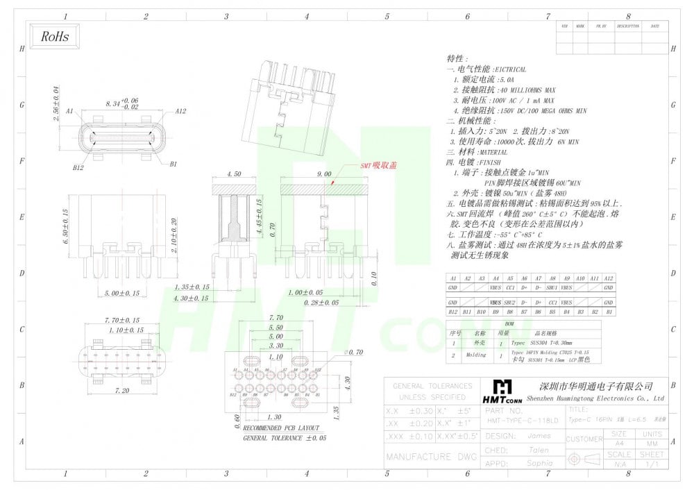 HMT-TYPE-C-118LD technical drawing page 1