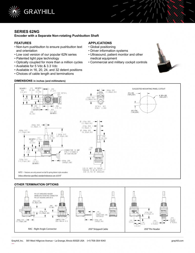 Grayhill Series 62NG technical document page 1