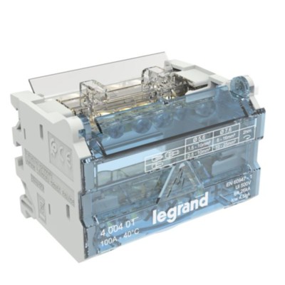 Modular distribution block with staggered bars 100 A - 7 connections per busbar - 4 modules for sale