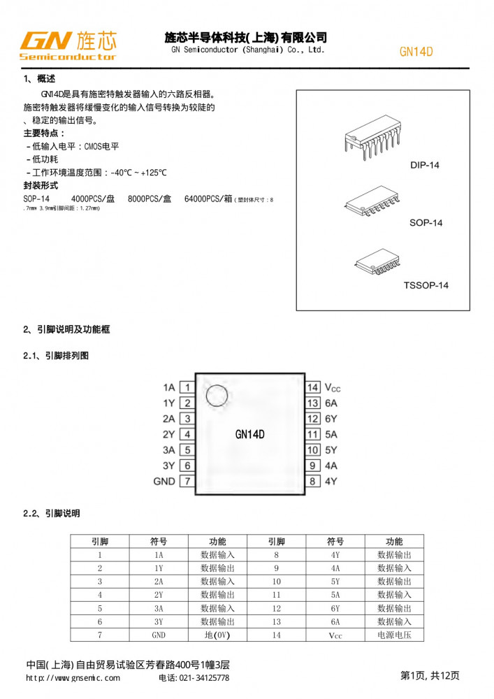 GN14D datasheet page 1