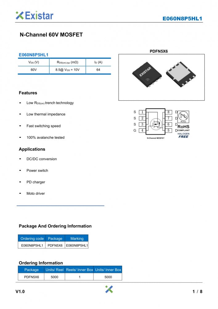 E060N8P5HL1 datasheet page 1