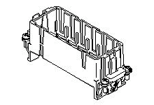 HMC Rectangular Industrial Panel-Mount Bracket, Multi-Module Type, 48-72  Circuits, Type A Polarization