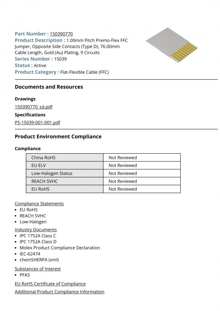 FFC product family specification page 1