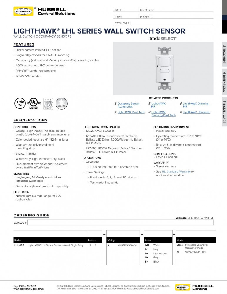 LHL series technical document page 1