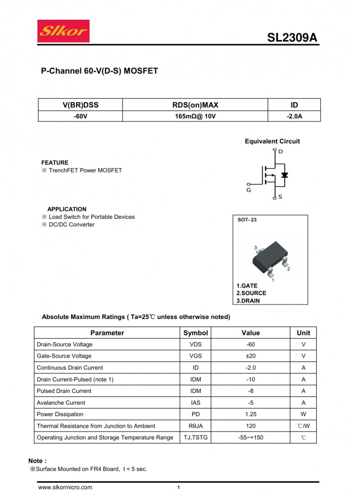 SL2309A datasheet page 1