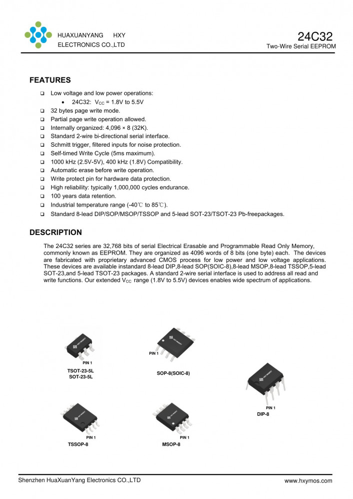 24C32-HXY datasheet page 1